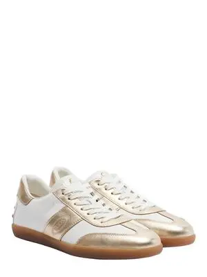 TOD'S Metallic Leather Sneakers - White
