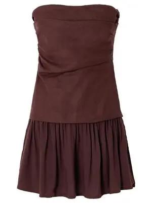 Faithfull The Brand Hedy Voile-trimmed Linen Mini Dress - Brown