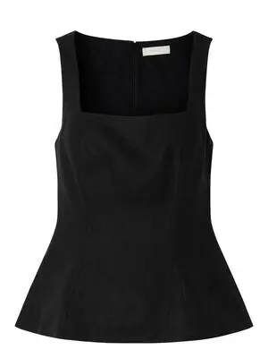 Faithfull The Brand Mina Linen Peplum Top - Black