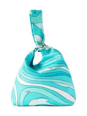 Emilio Pucci Printed Silk-Twill Tote Turquoise