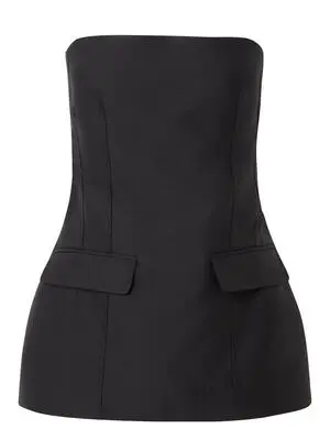 TOTEME Strapless Wool And Silk-blend Bustier Top - Black
