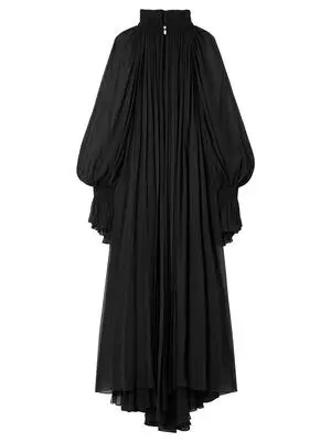 Khaite Gathered Silk-chiffon Maxi Dress - Black