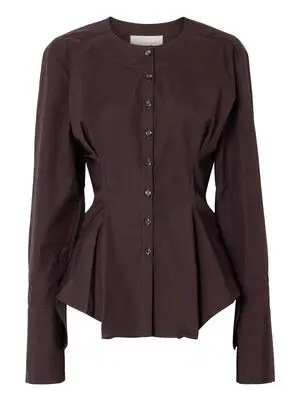 LIBEROWE Lavinia Cotton-poplin Peplum Blouse - Purple