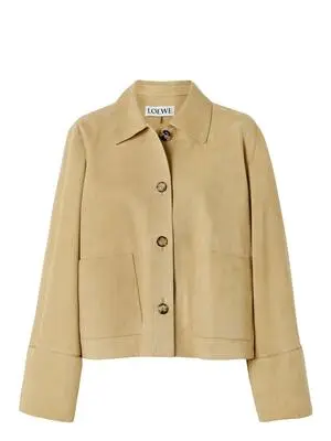 Loewe Paneled Suede Chore Jacket Tan