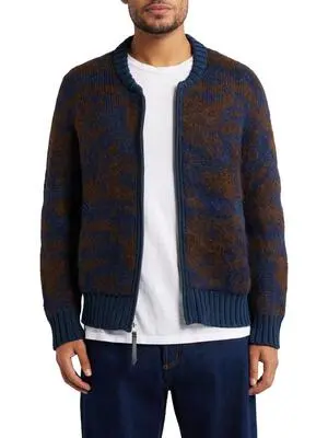 CORRIDOR Jacquard Zip Sweater - Navy