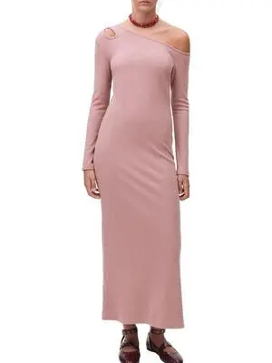 Mango Cutout One-shoulder Long Sleeve Dress - Pink