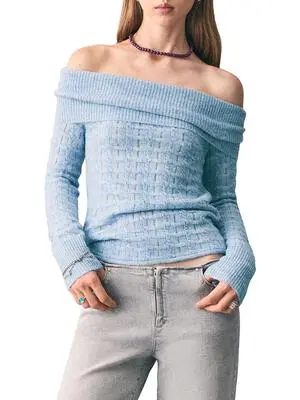 Mango Off-the-shoulder Sweater - Blue