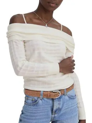 Mango Off-the-shoulder Sweater - White