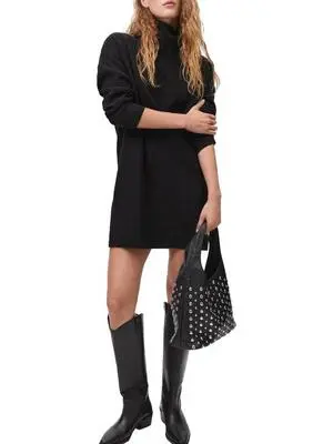 Mango Turtleneck Long-sleeve Sweater Dress - Black