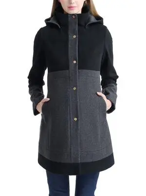 KIMI + KAI Tessa Colorblock Wool Coat - Black
