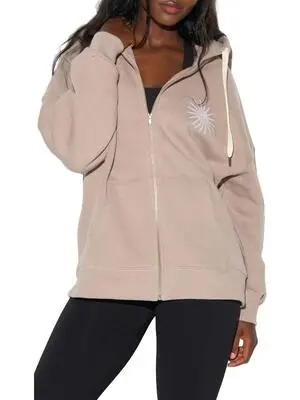 Spiritual Gangster Emit Peace Boyfriend Zip Hoodie - Moon Rock