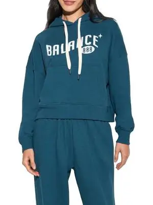 Spiritual Gangster Balance Olsen Crop Graphic Hoodie - Midnight Teal