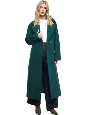 OASIS Midi Coat With Tie Belt Detail - Forest