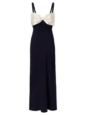 Rixo Bow-detail Satin Midi Dress - Blue