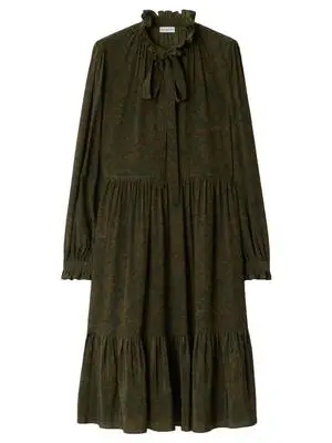 Burberry Foliage Silk Dress - Moat Green