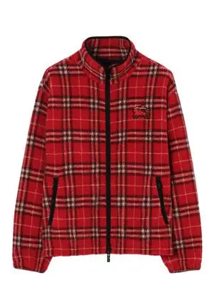 Burberry Check Wool Cashmere Blend Fleece - Crayon Red