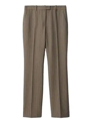 Burberry Mouliné Wool Tailored Trousers - Coffee Brown Melange