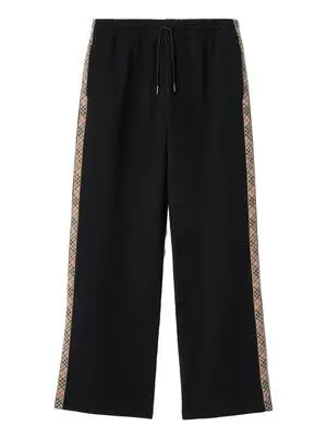 Burberry Check Trim Cotton Track Pants - Black