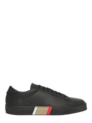 Burberry Stripe Detail Leather Sneakers - Black