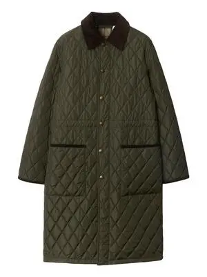 Burberry Mid-length Quilted Nylon Car Coat - Shale Green