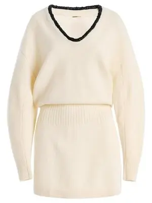 Alexis Colby Wool-Blend Sweater Mini Dress Neutral