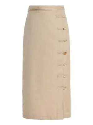 SLOAN Bead Wool-blend Midi Skirt - Ivory