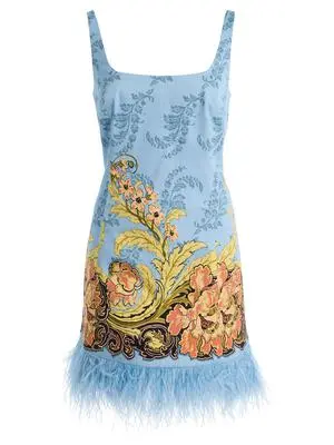 Cara Cara Carlie Feather-trimmed Mini Dress - Blue