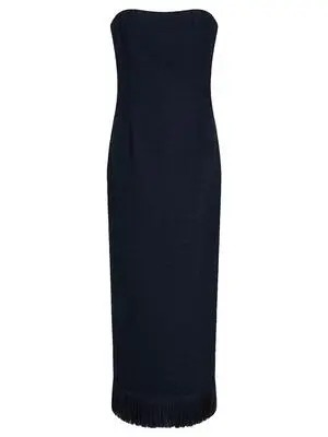 Oscar De La Renta Strapless Bouclé-tweed Midi Dress - Navy
