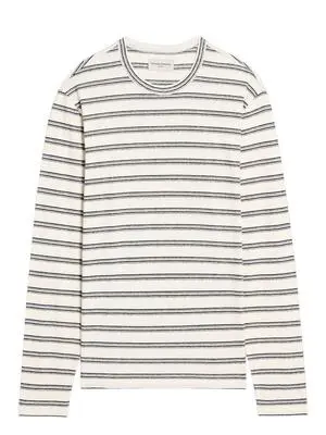 Officine Générale Striped Cotton And Linenblend Jersey Tshirt - Ecru