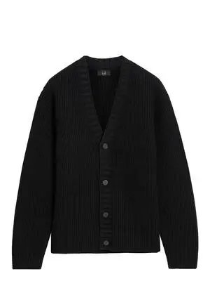 Dunhill Ribbed Wool Cardigan - Black