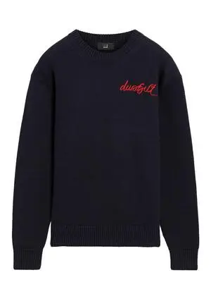 Dunhill Embroidered Cotton Sweater - Navy