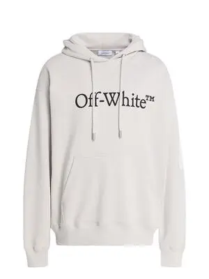 Off-White Printed Cotton-terry Hoodie - Stone
