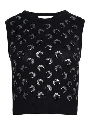 MARINE SERRE Moon Strass Knit Vest - Black