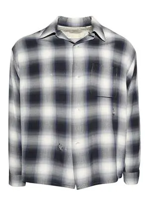 SAINT MXXXXXX Long Sleeve Check Shirt - Navy