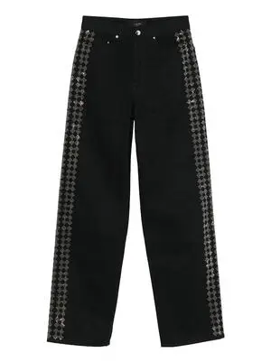 Amiri Quad Crystal Wide Leg Jeans - Black
