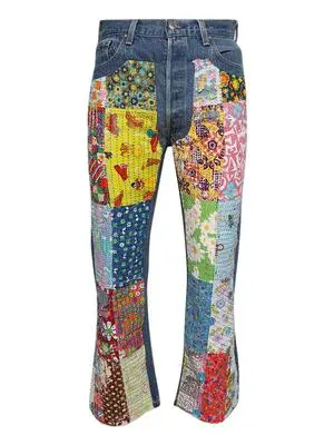 Readymade Patchwork Straight Leg Jeans - Blue