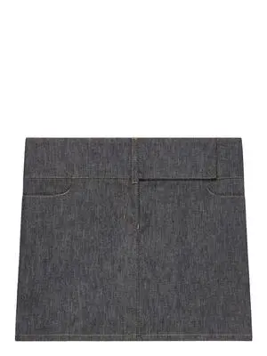 COURRÃ¨GES Belted Denim Mini Skirt - Gray