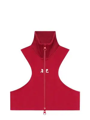 COURRÃ¨GES Scuba Tracksuit Interlock Cropped Jacket Ruby