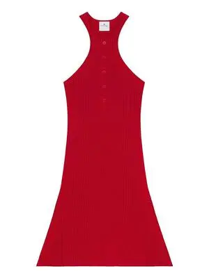 COURRÃ¨GES Scuba Rib Knit Dress - Ruby