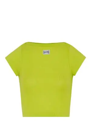 Jean Paul Gaultier Cropped Patch T-shirt - Lime