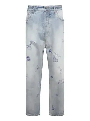 Vetements Scribbled Baggy Jeans - Light Blue