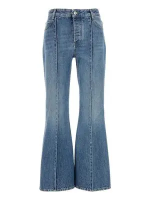 Bottega Veneta Cropped Kick Flare Jeans - Mid Blue