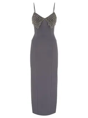 Attico Embellished Midi Dress - Grey