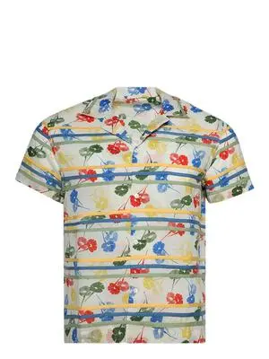 BODE Flower Stamp Short Sleeve Shirt - Multicolor