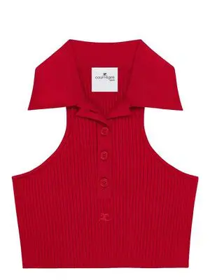 COURRÃ¨GES Scuba Rib Knit Top - Red