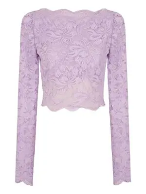 Rabanne Lace Long Sleeve Crop Top French Lavender
