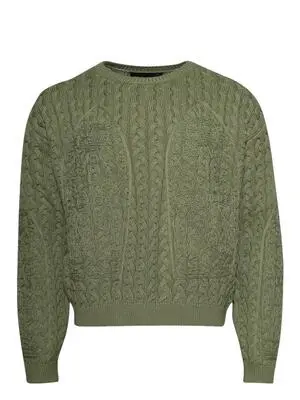 WHO DECIDES WAR BY EV BRAVADO Lagoon Cable Knit Sweater - Olive