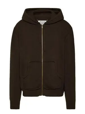 MAISON MARGIELA Full Zip Hooded Sweatshirt - Dark Brown