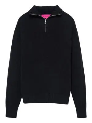 THE ELDER STATESMAN Relaxed Half Zip Pullover - Black