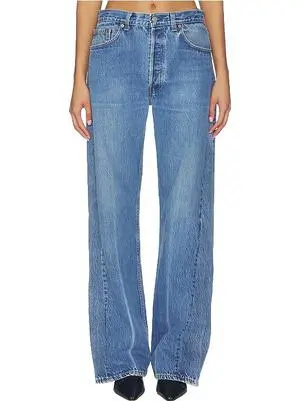 ALIGRACE Retro Oversized Wide Leg Jeans - Medium Dark